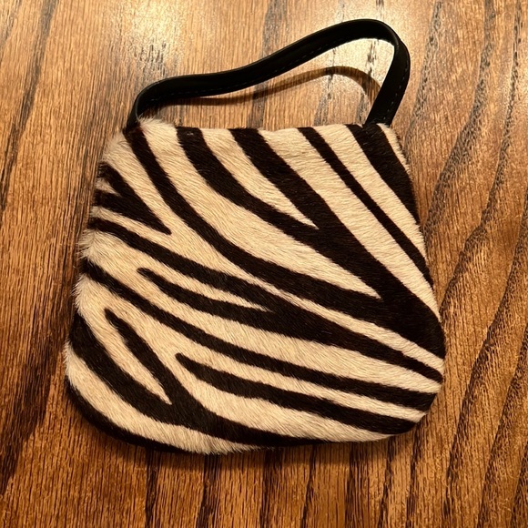 Source Unknown | Bags | Calf Hair Zebra Print Coin Putse With Black ...